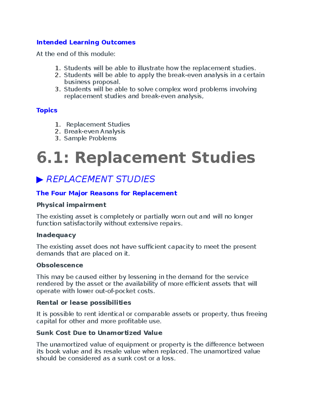 6.1 Replacement Studies - Engineering Economy - TIP - Studocu