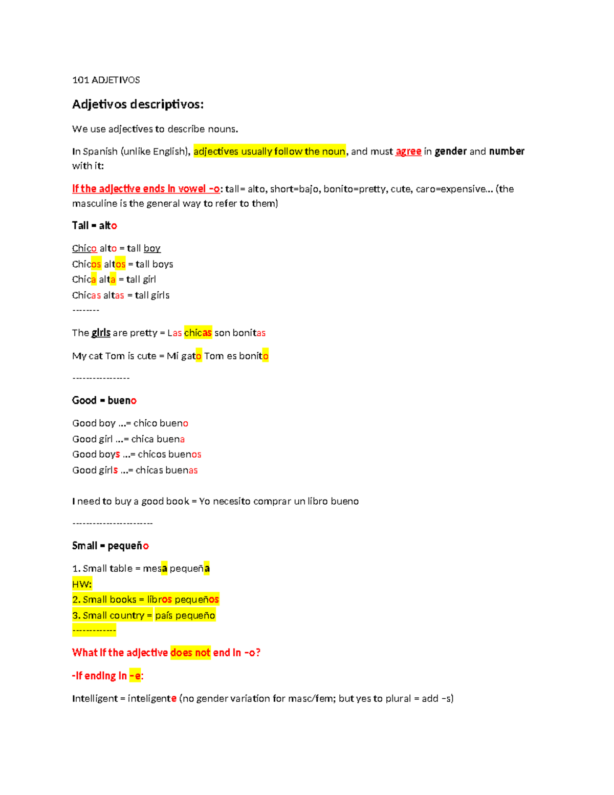 Adjectivos 101 - 101 ADJETIVOS Adjetivos descriptivos: We use ...