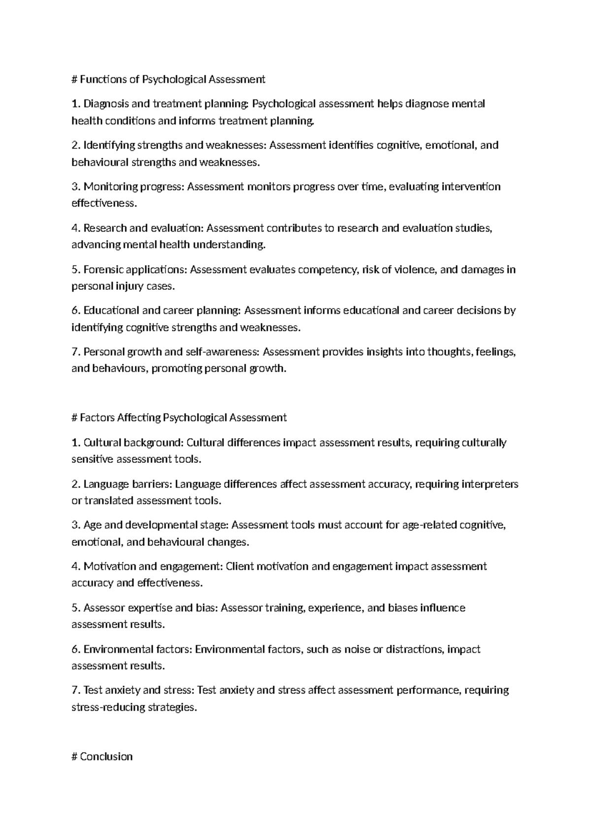 Spss functions - Functions of Psychological Assessment Diagnosis and ...