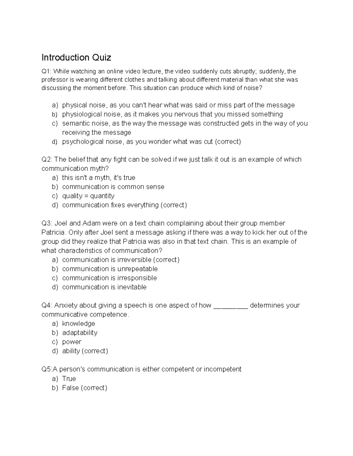 Comprehensive Guide to Public Speaking Quizzes & Answers (SCOM) - Studocu