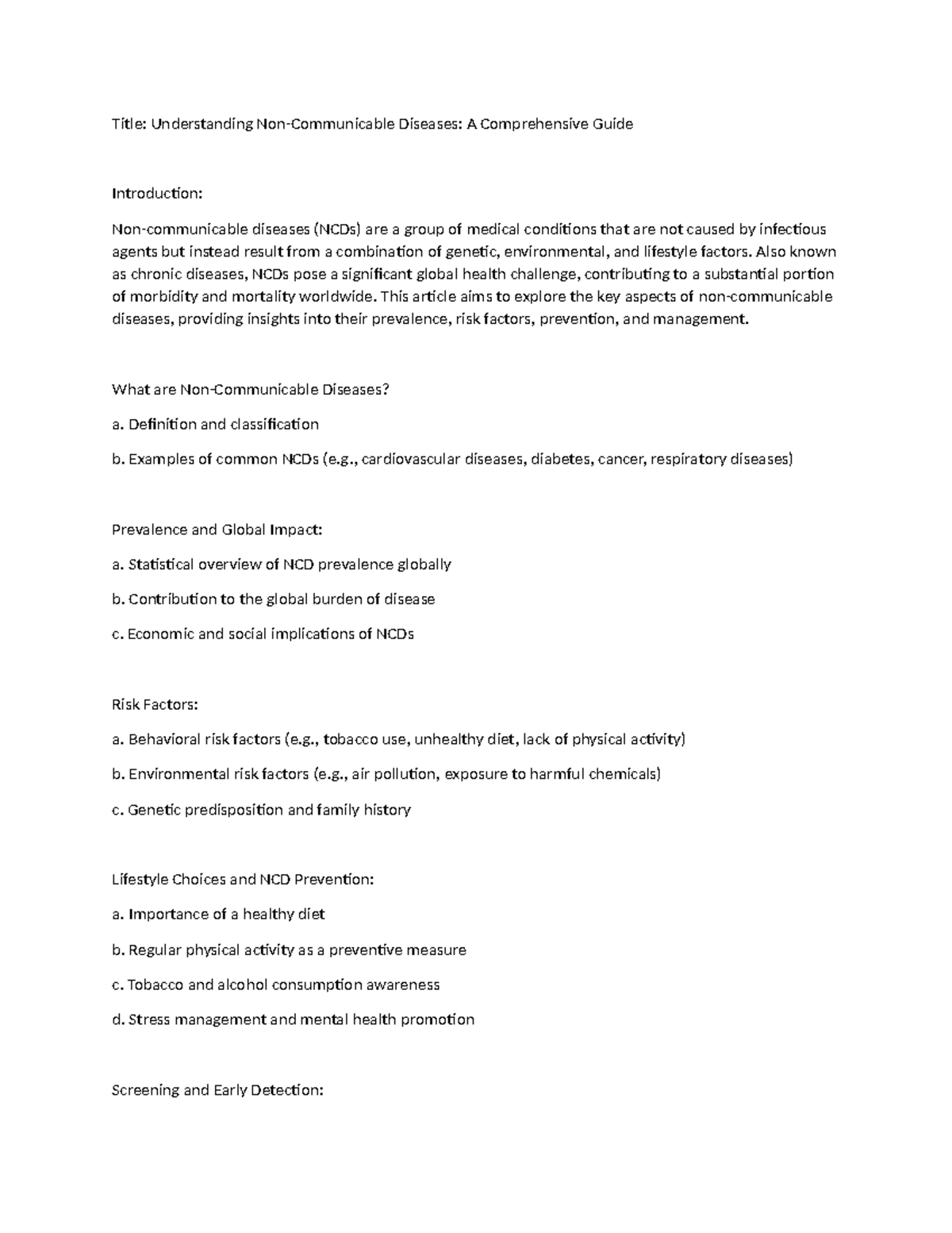 Understanding Non-Communicable Diseases (NCDs): A Comprehensive Guide ...
