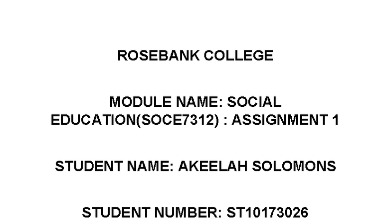 SOCE7312 Social Education Assignment 1: Sociopedagogy Perspectives ...