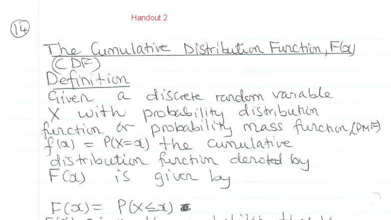 MTH31ES Discrete CDF Notes: Understanding Cumulative Distribution ...
