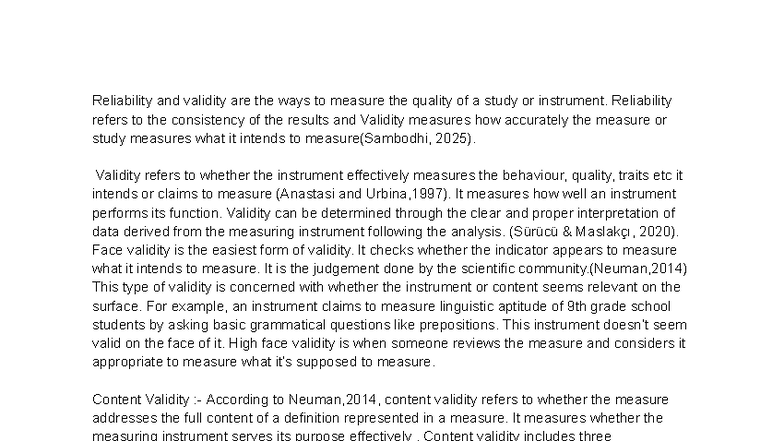 Validity and Reliability in Research: Key Concepts and Measures - Studocu