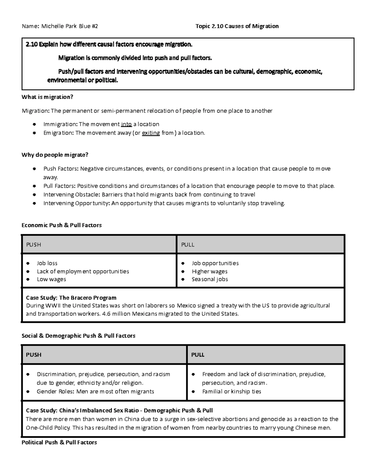 2.11 Guided Notes on Forced & Voluntary Migration Types - Studocu