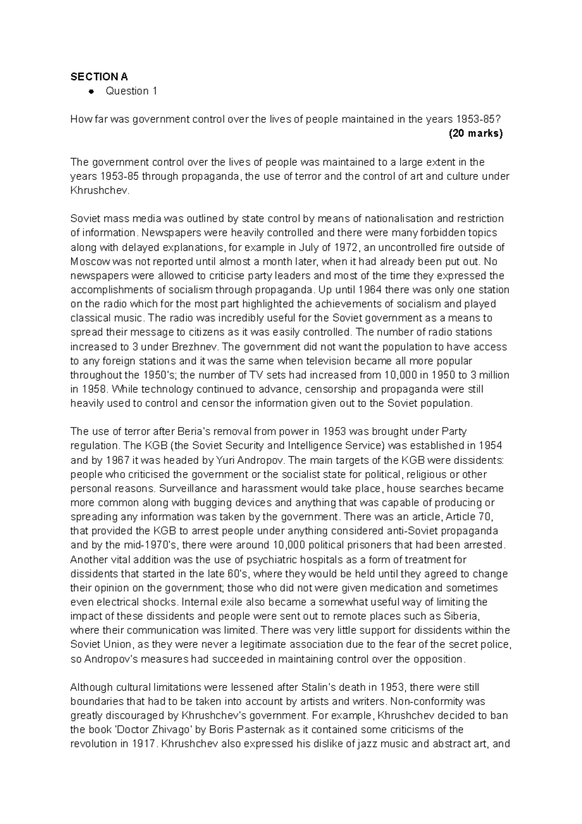 AS History Unit 1 TMA - A-level Russia 1917-91: From Lenin to Yeltsin ...