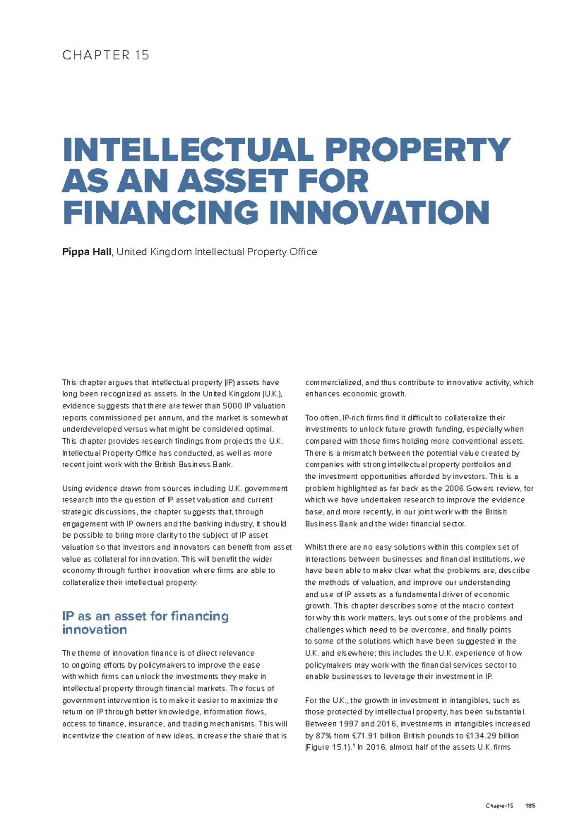 CH 15: Intellectual Property as an Asset for Financing Innovation - Studocu