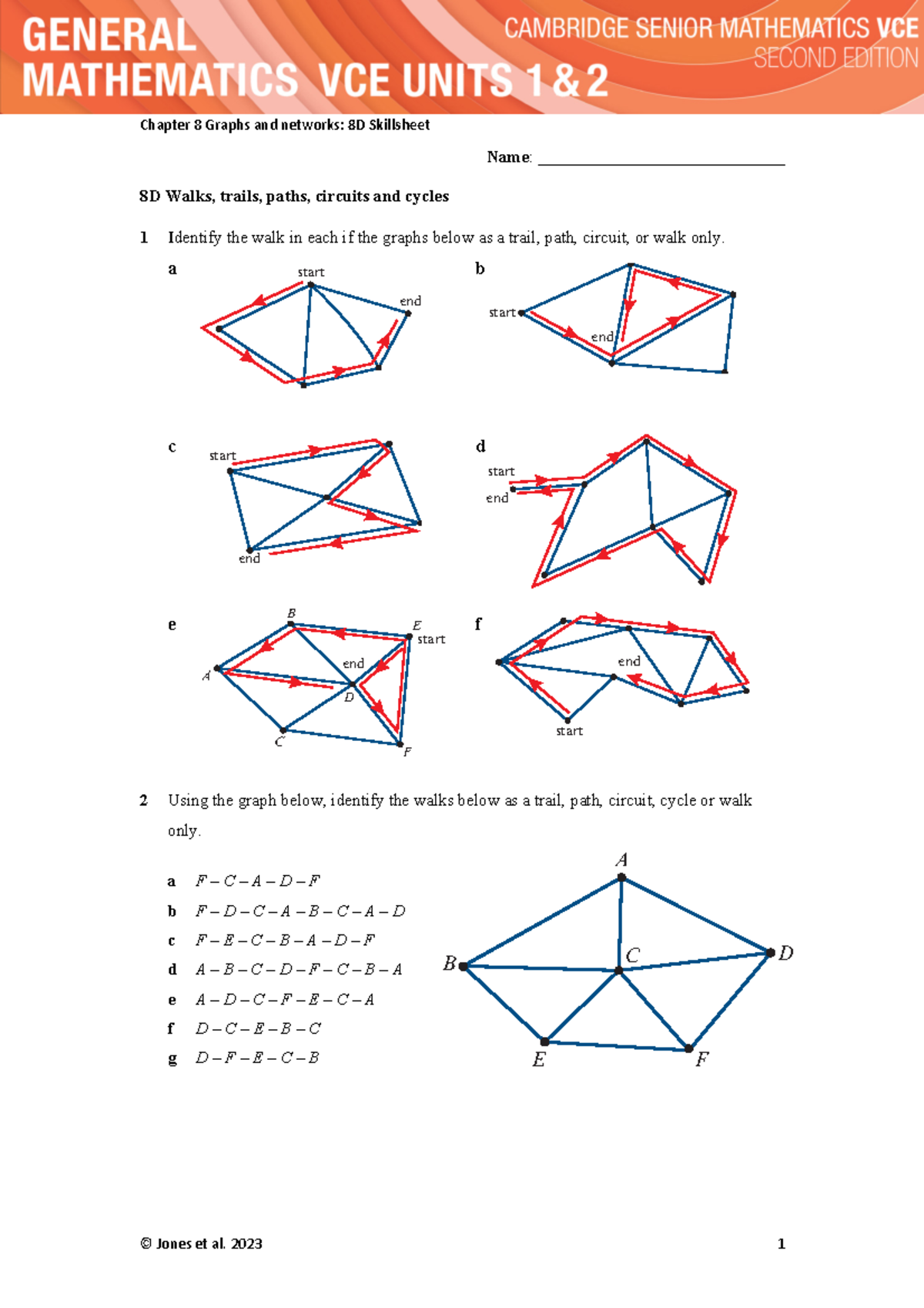 Skillsheet-8D: Graphs & Networks Worksheet on Walks and Trails - Studocu