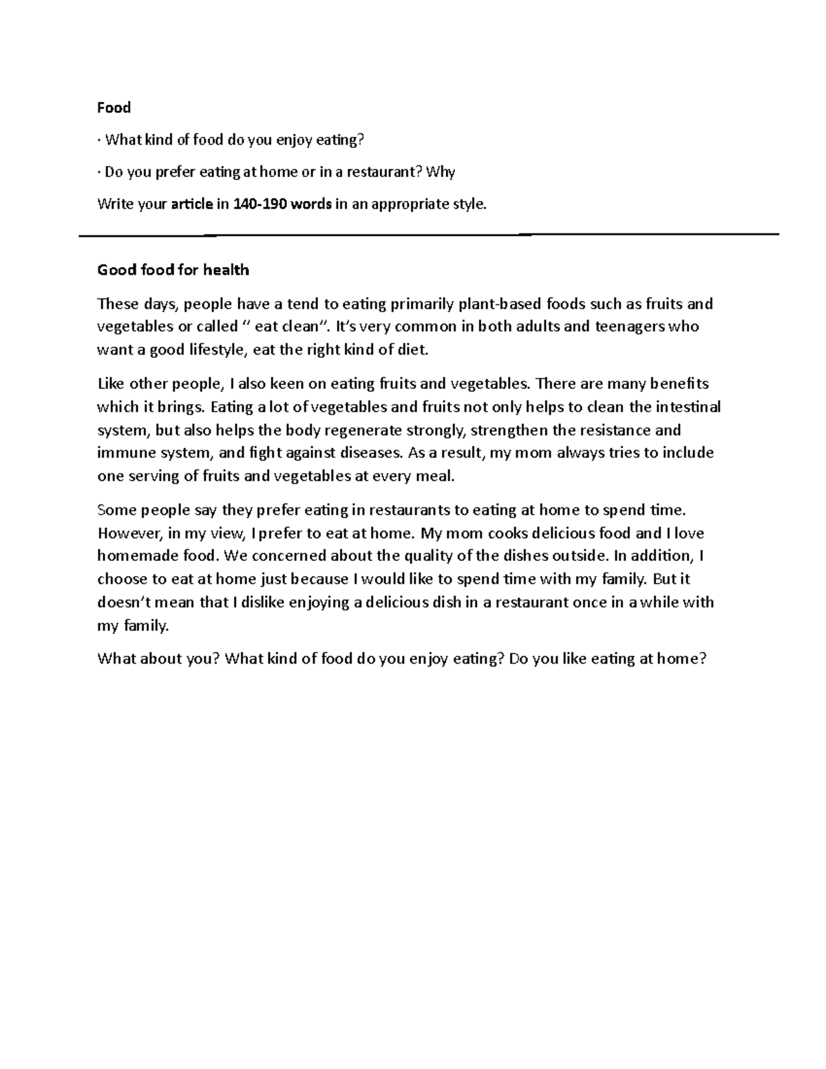 Essay Notes: Writing about Food and Eating Preferences - Studocu