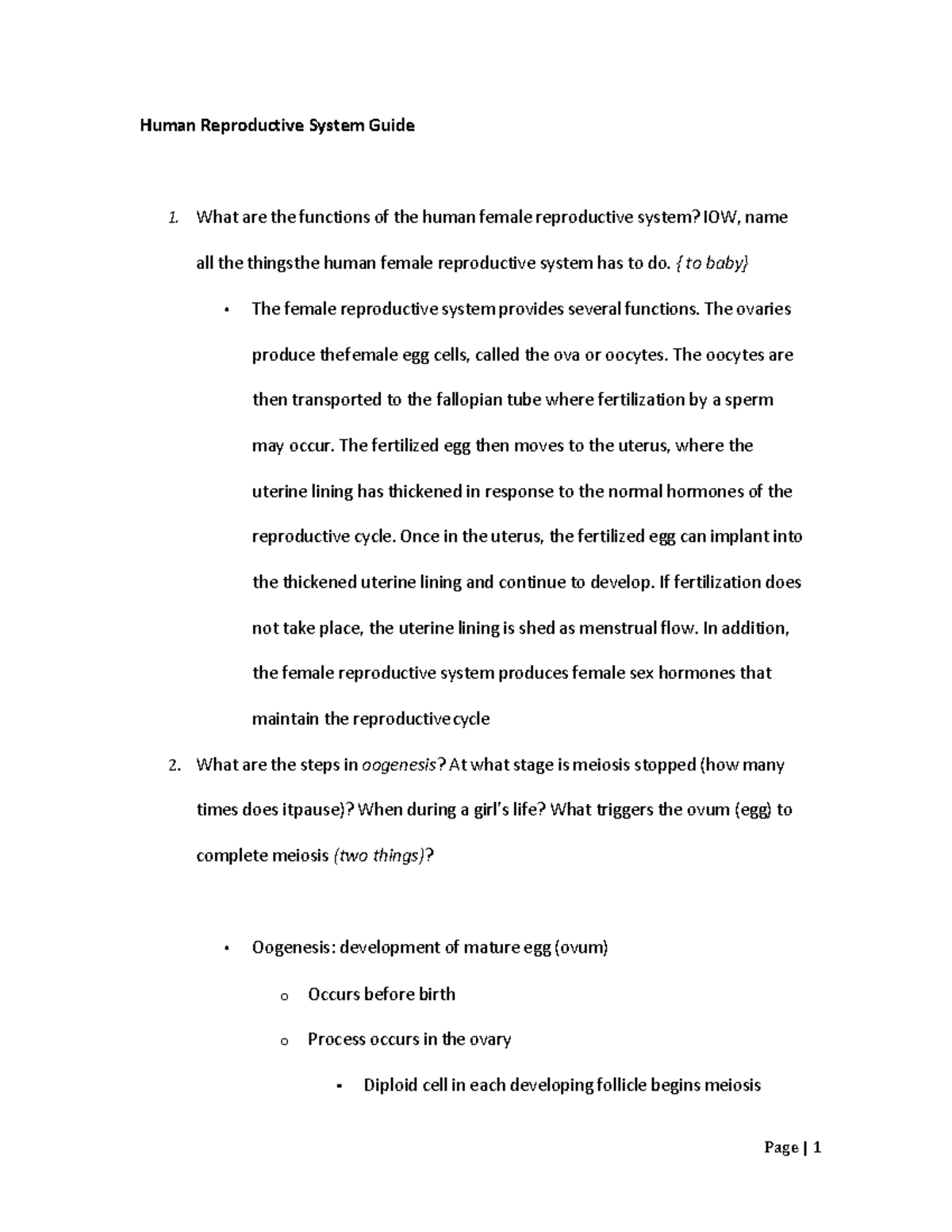 Human Reproductive System Overview: Key Functions & Processes - Studocu
