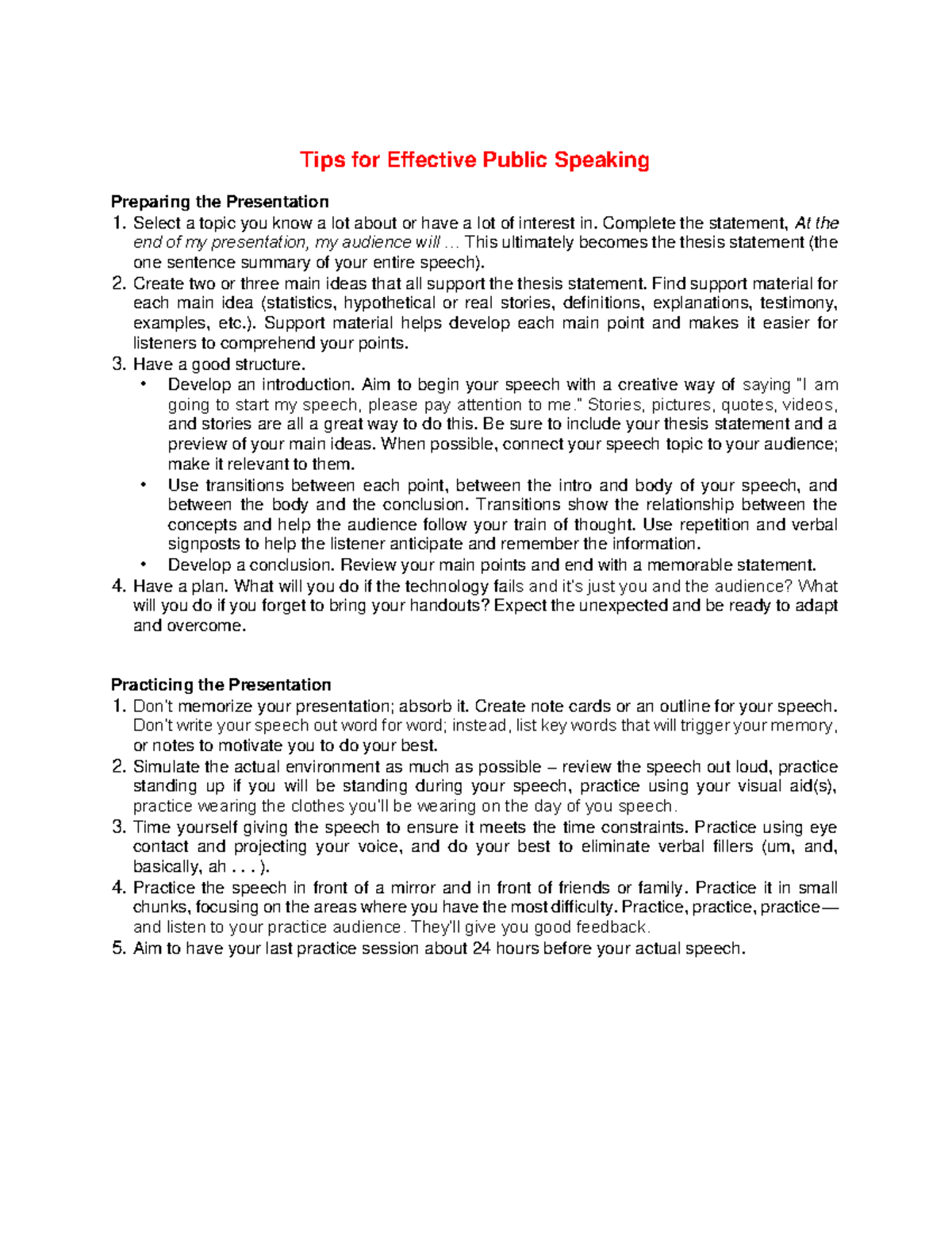 Public Speaking - m.. - Tips for Effective Public Speaking Preparing ...