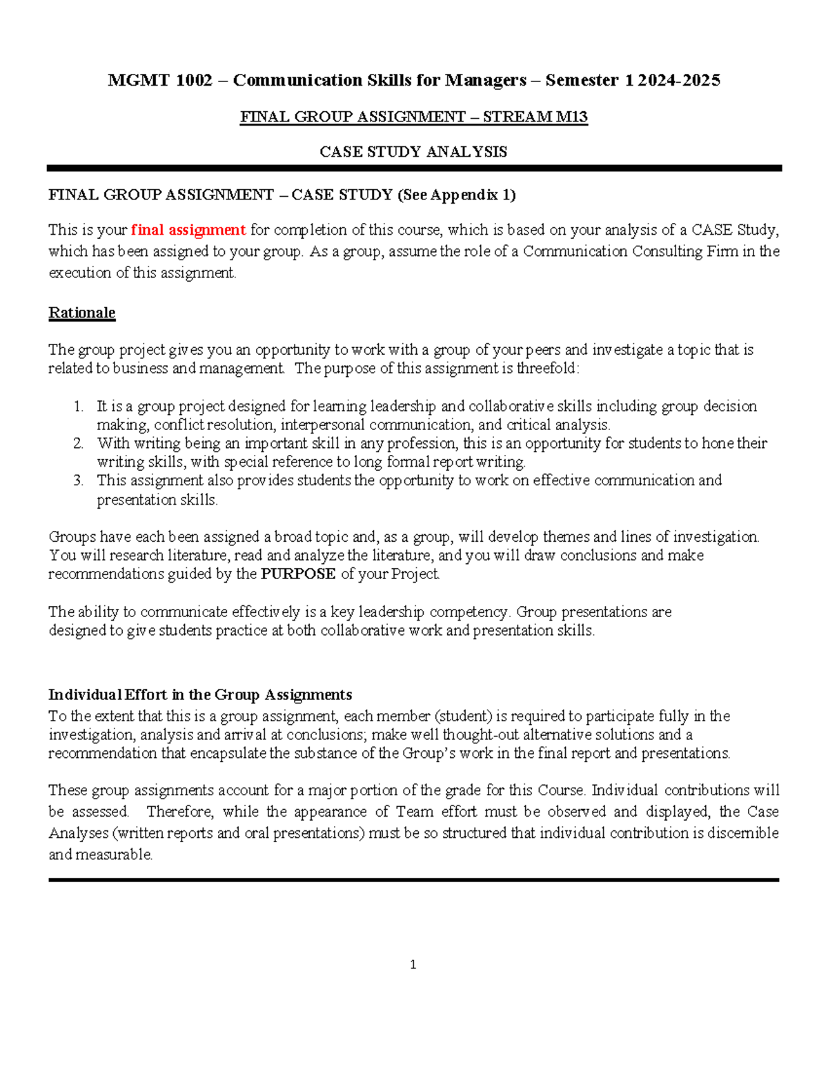 Final Group Project - Case Study Analysis - MGMT 1002 - Stream M13 - Studocu