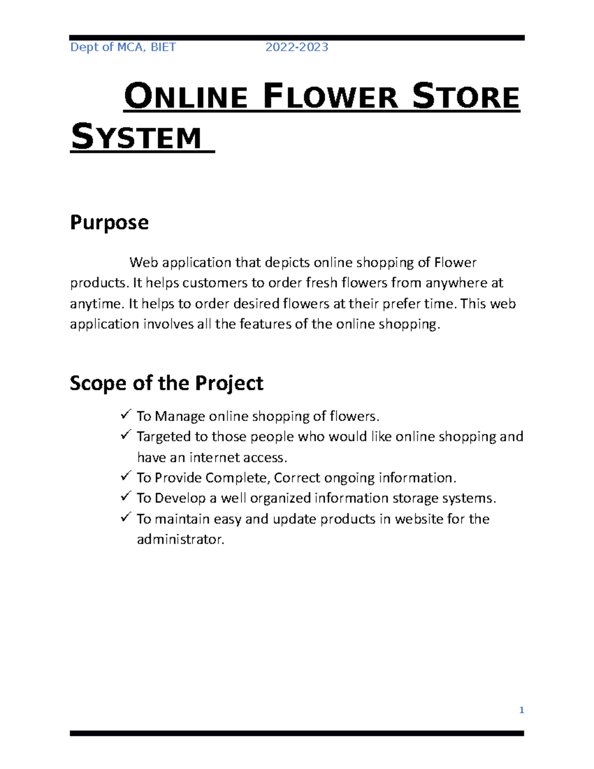 Online Flower Store System Synopsis and Overview - Studocu