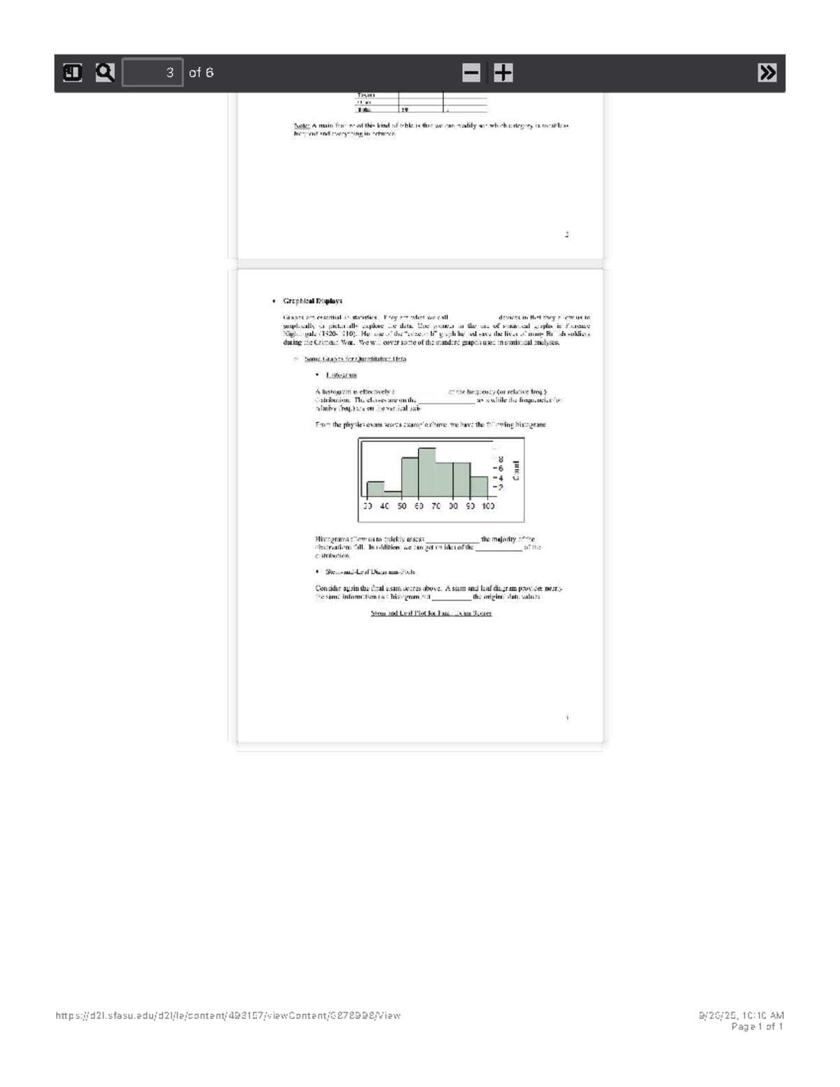Chapter 2 Notes - MATH-1342-006: Graphical Displays in Stats - Studocu
