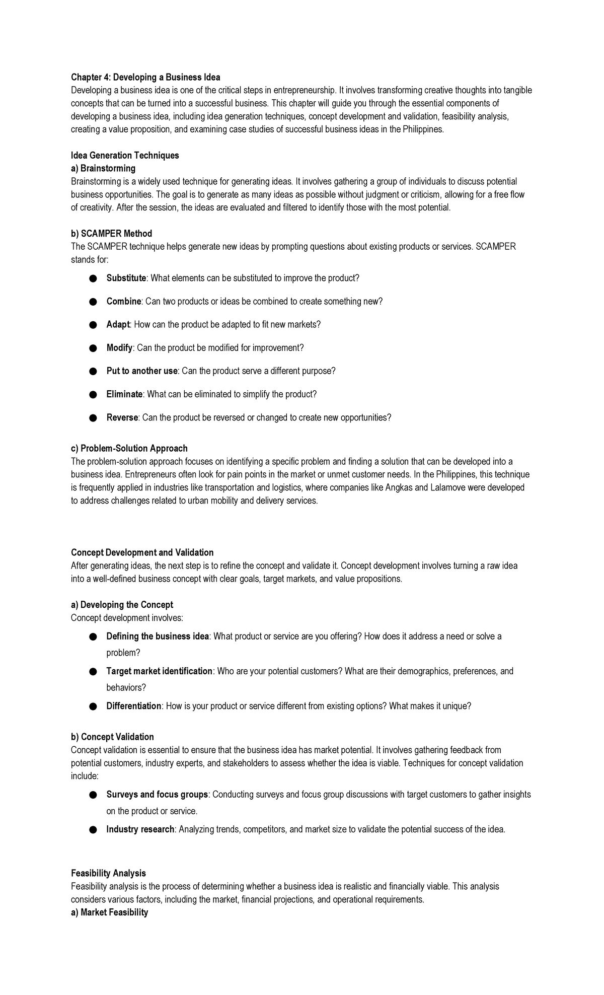 Week 4 - Chapter 4: Developing a Business Idea in Entrepreneurship ...