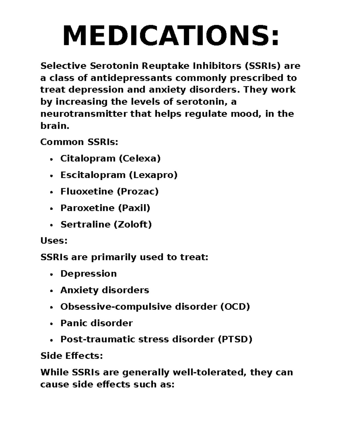 Medications Review: SSRIs, Mood Stabilizers, and Stimulants Overview ...