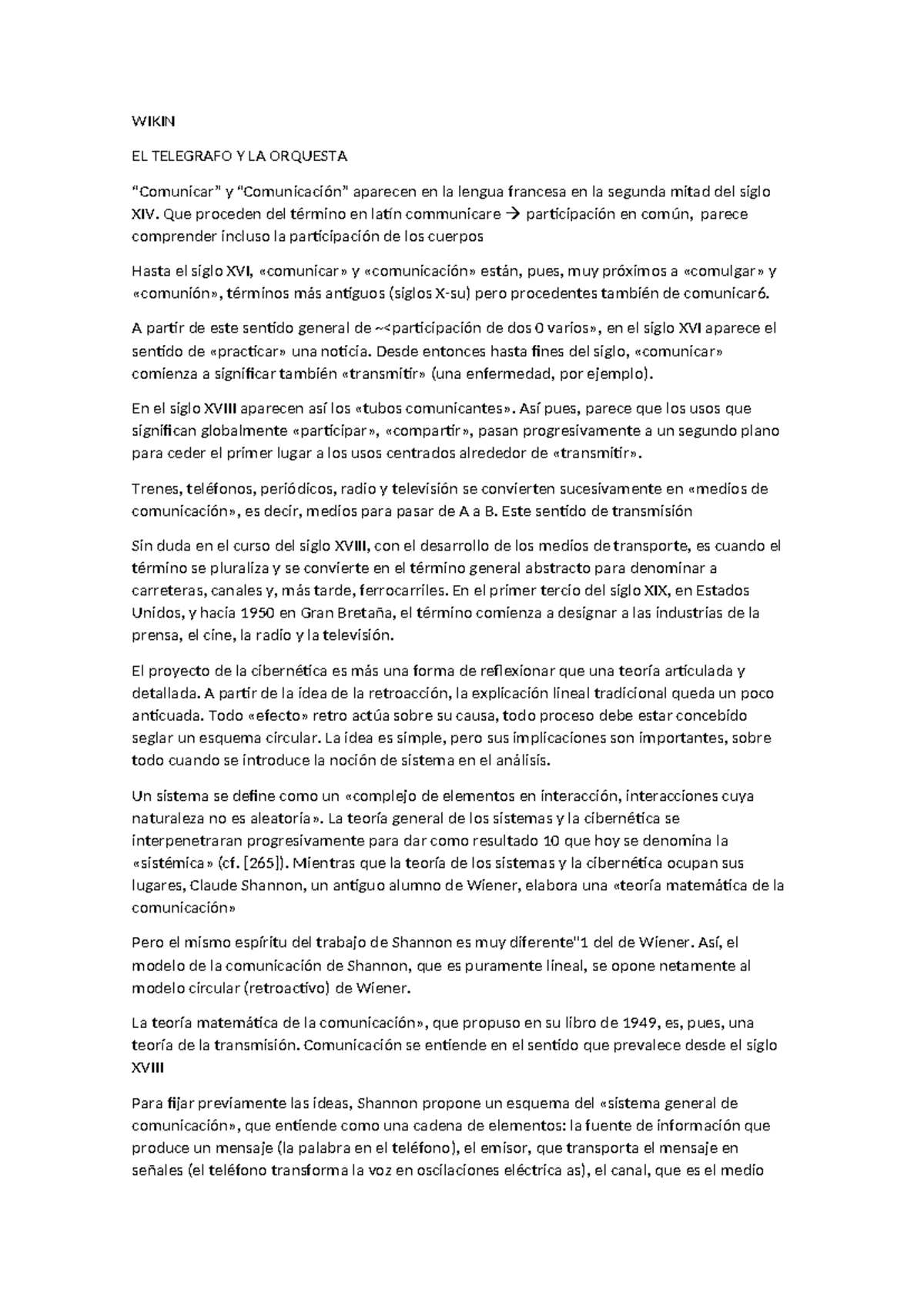 Wikin - Apuntes - WIKIN EL TELEGRAFO Y LA ORQUESTA “Comunicar” y ...