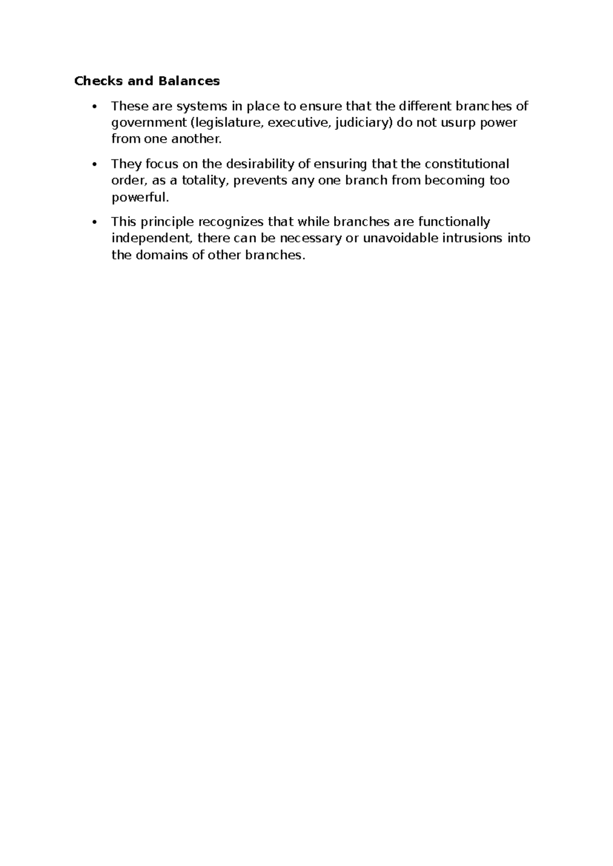 Checks and Balances - NOTES - Checks and Balances These are systems in ...