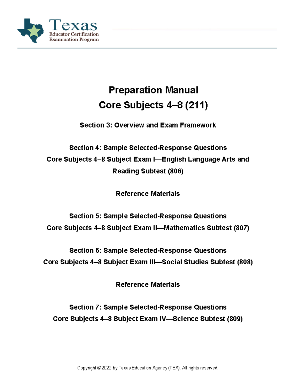 Core Subjects 4-8 (211) Exam Preparation Manual and Sample Questions ...