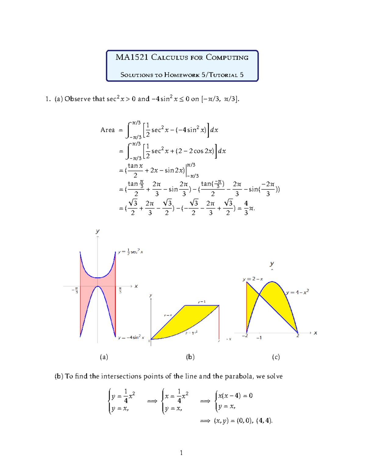 MA1521 Calculus for Computing Solutions - Homework 5 Analysis - Studocu