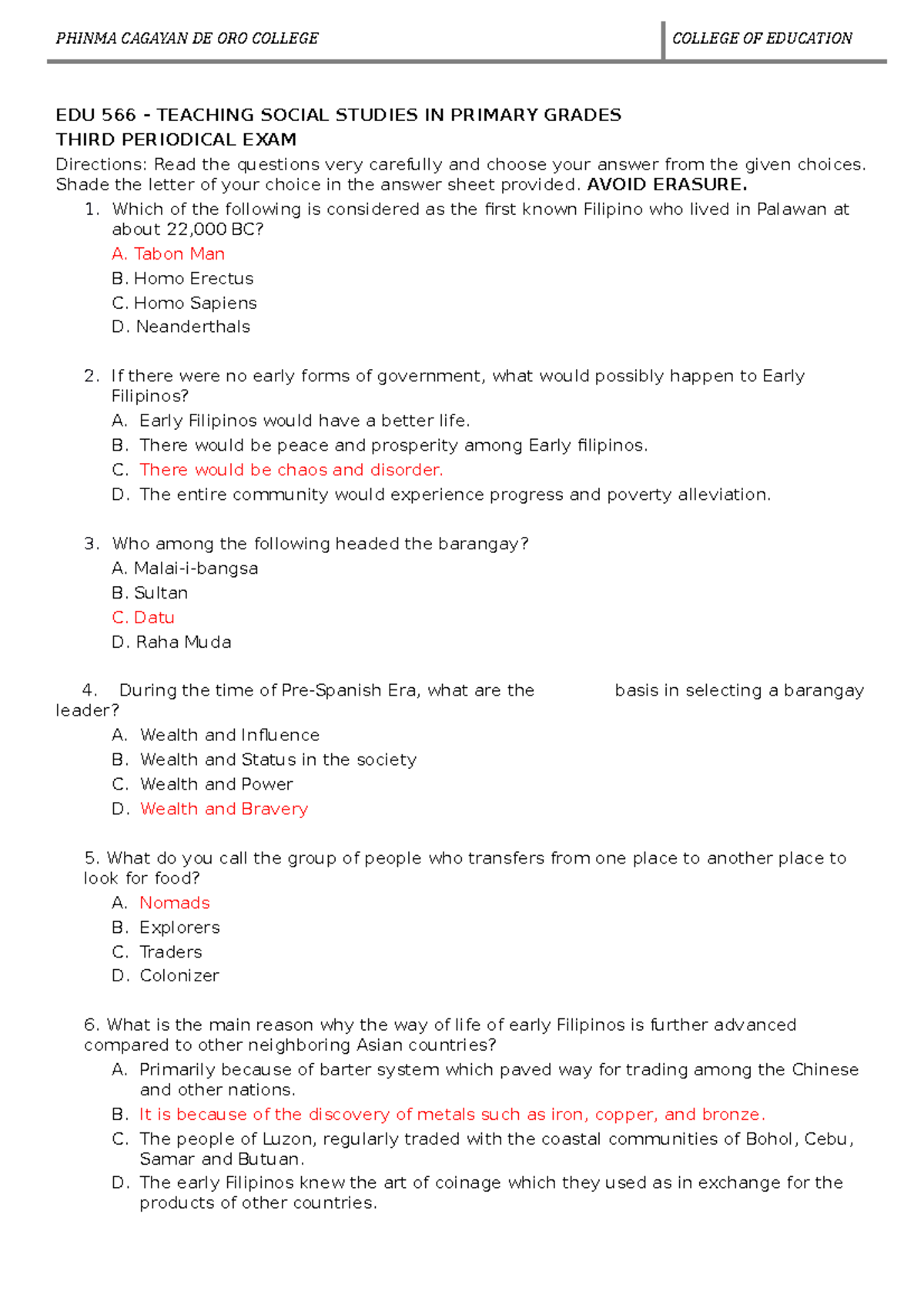 566 Teaching Social Studies IN Elementary Grades (phil history and ...