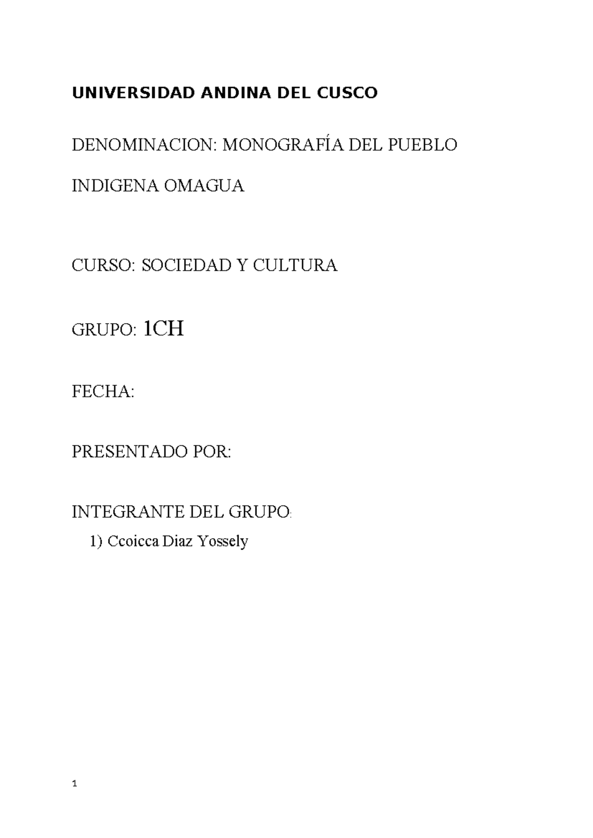Monografía del Pueblo Indígena Omagua - SOCIEDAD Y CULTURA 1CH - Studocu