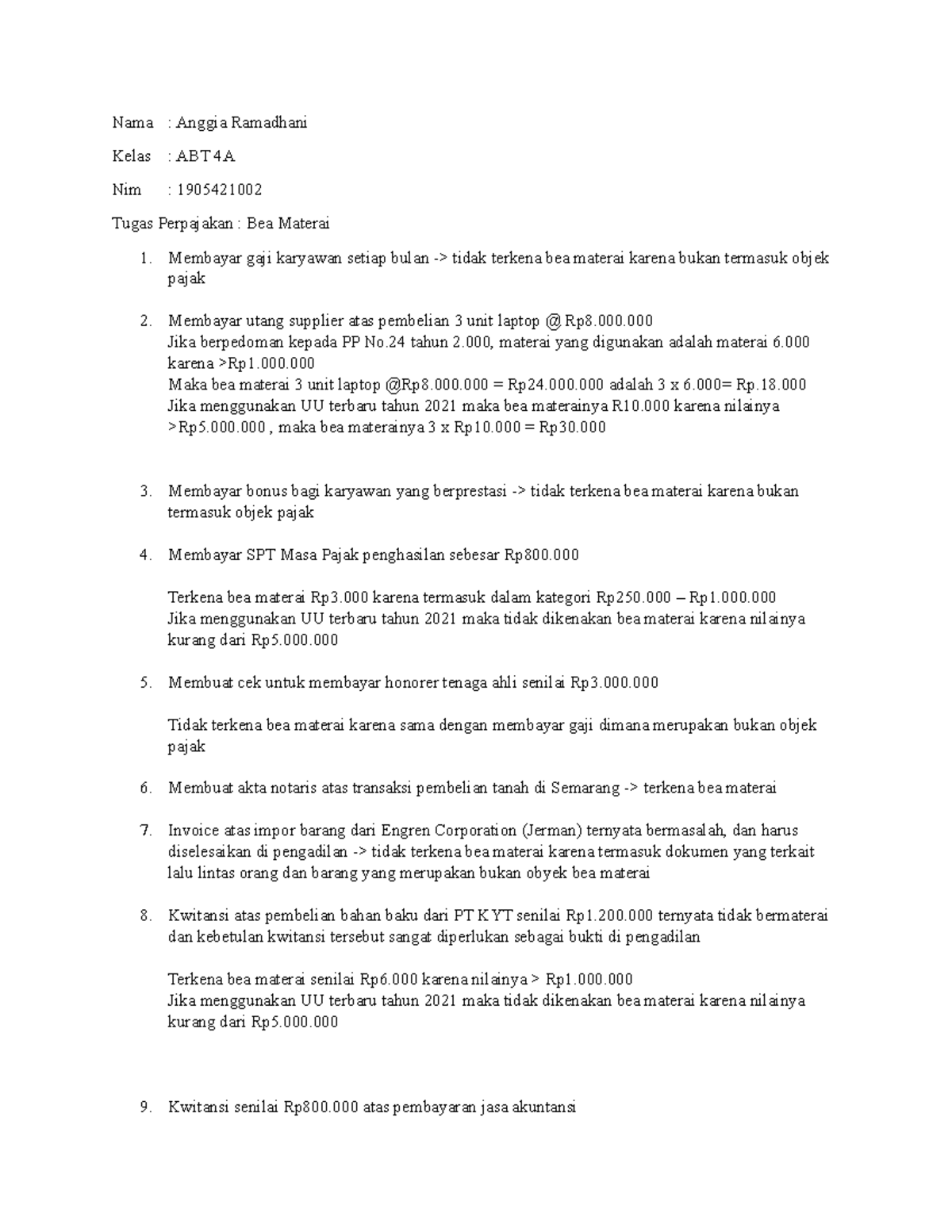 06. Anggia Ramadhani Bea Materai ABT4A Perpajakan - Nama : Anggia ...