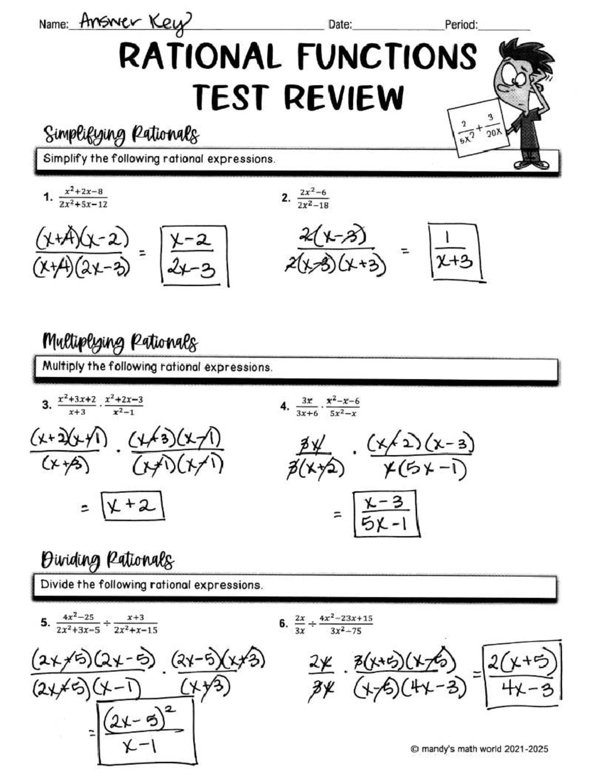 RATIONAL FUNCTIONS TEST REVIEW 2 - Answer Key - Studocu