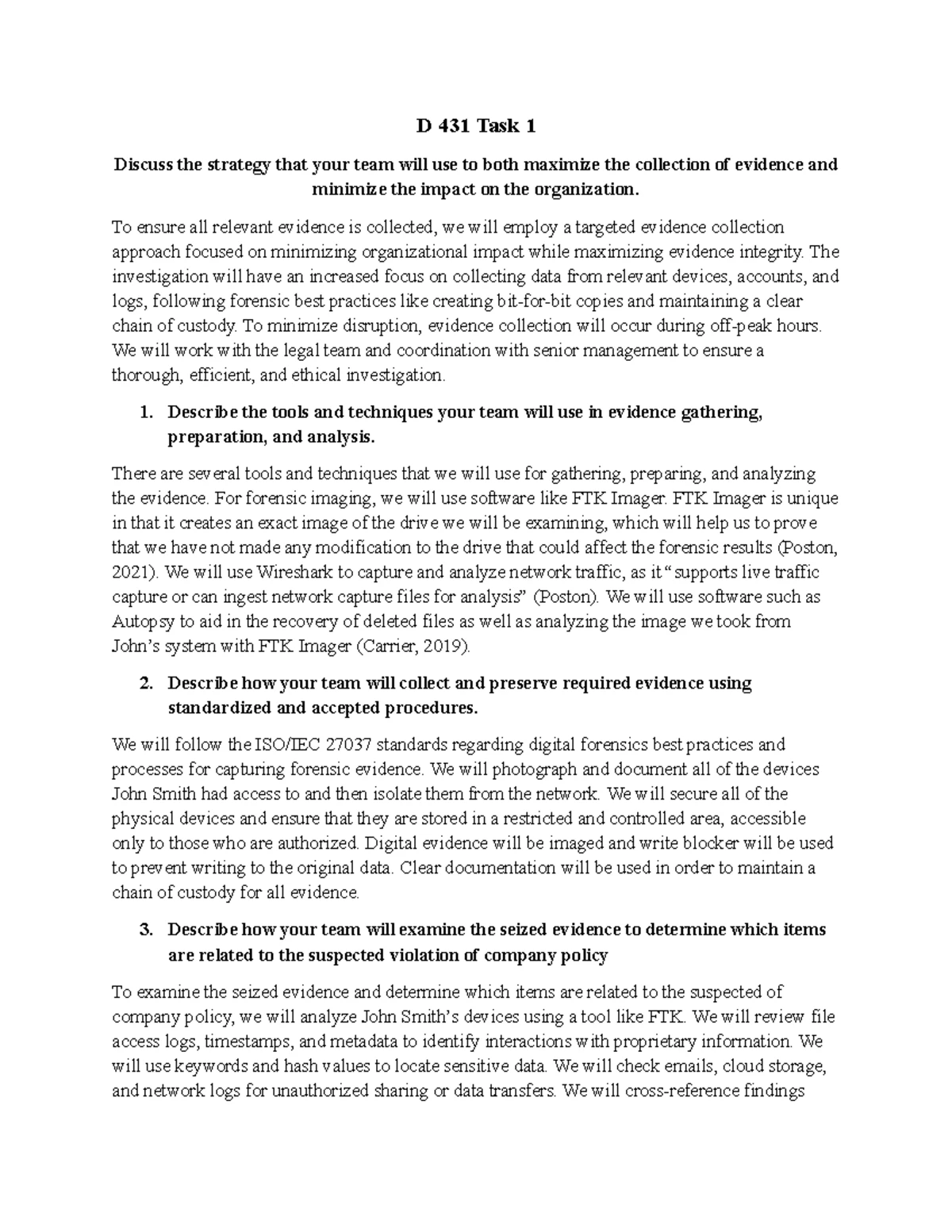 Digital Forensics Analysis Report - D431 Task 2 by Daniel Nkansah - Studocu