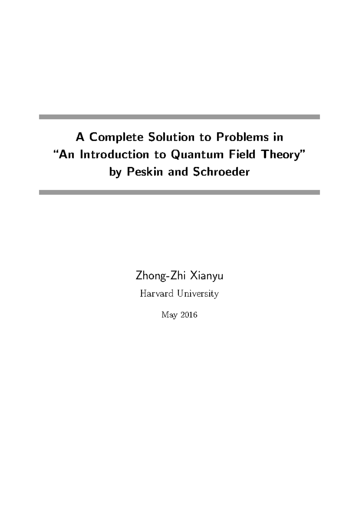 Complete Solutions to Peskin's Problems in Quantum Field Theory - Studocu