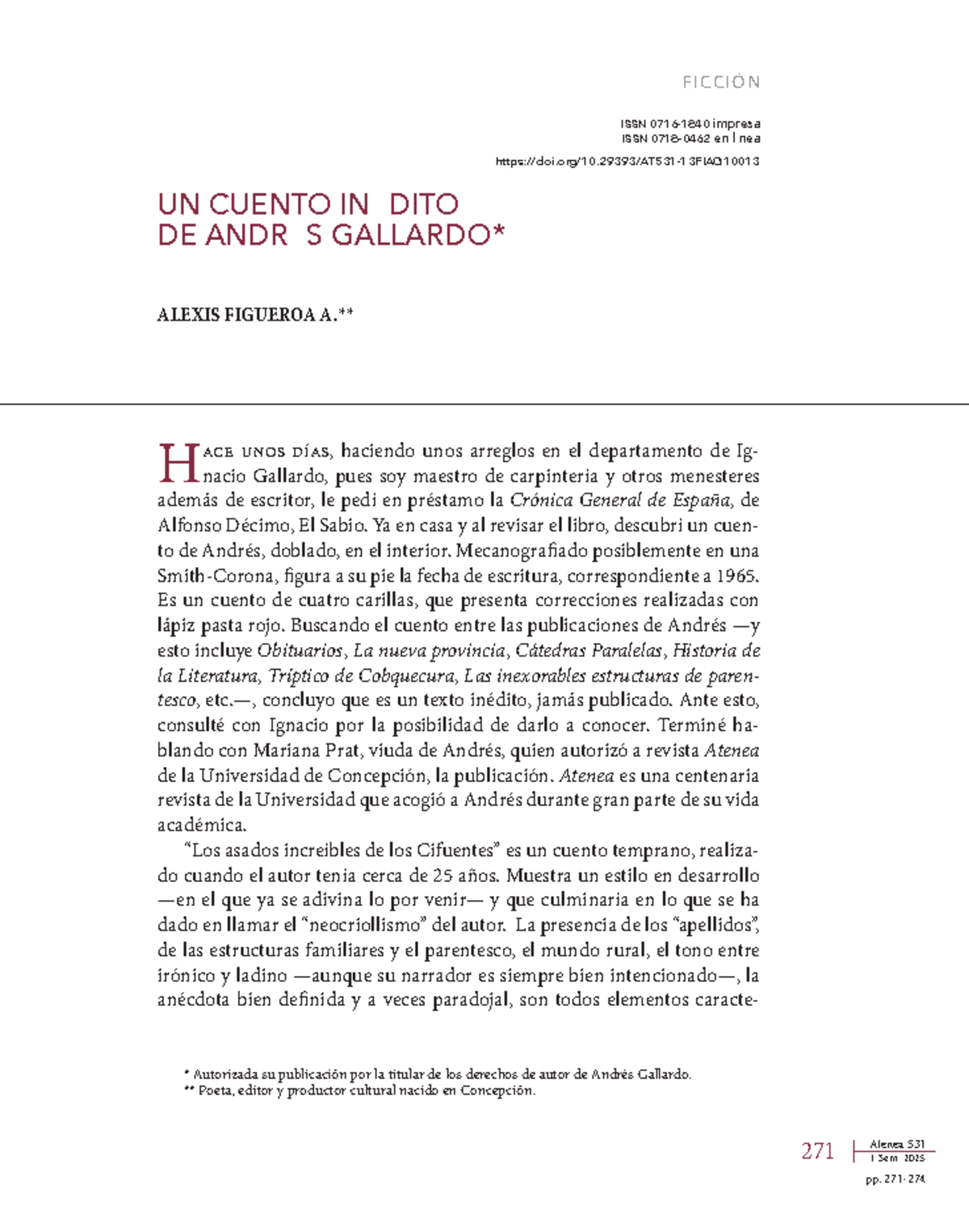 Cuento Inédito de Andrés Gallardo: "Los Asados Increíbles" (Atenea 531 ...
