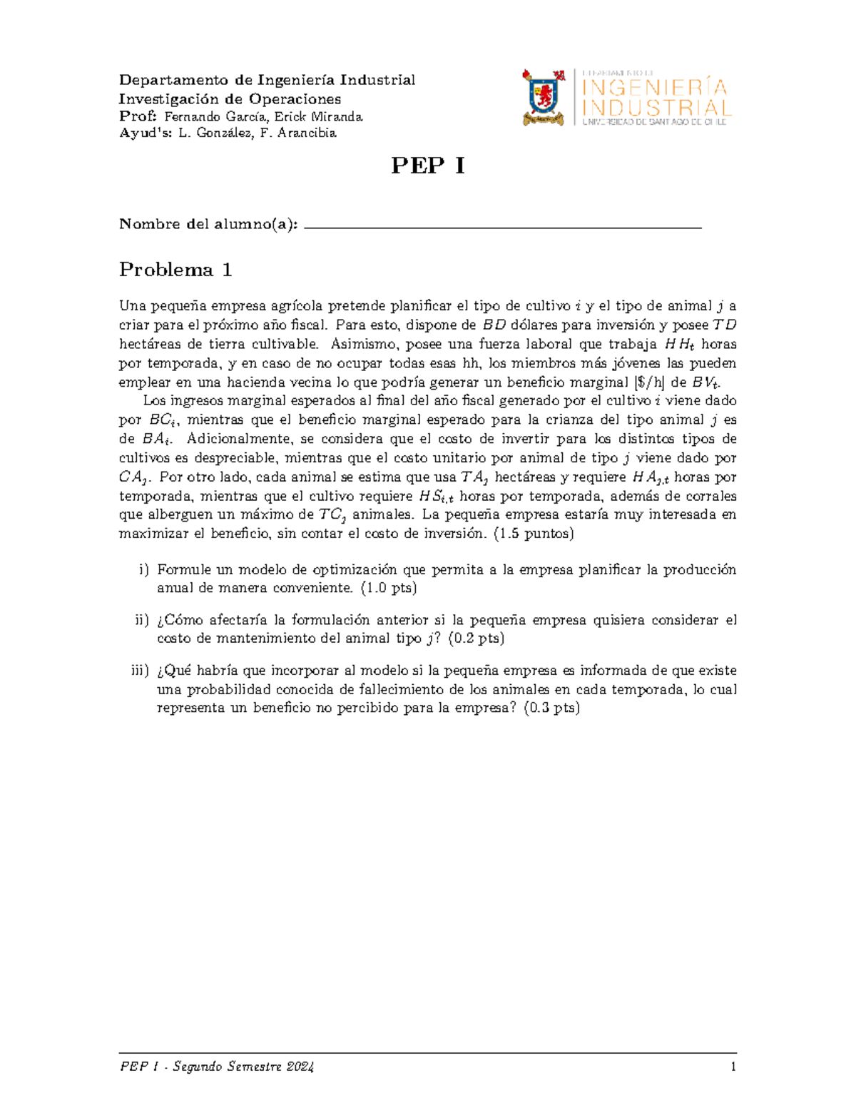 Modelo de Optimización PEP 1 VF - PEP 2 2024: Problemas y Soluciones ...