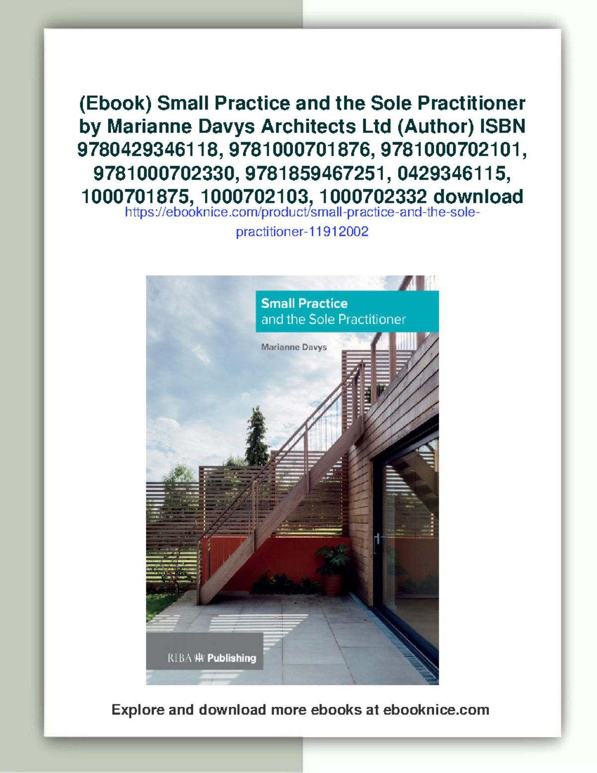 Small Practice & Sole Practitioner Guide (ARCH 23824004) by Marianne ...