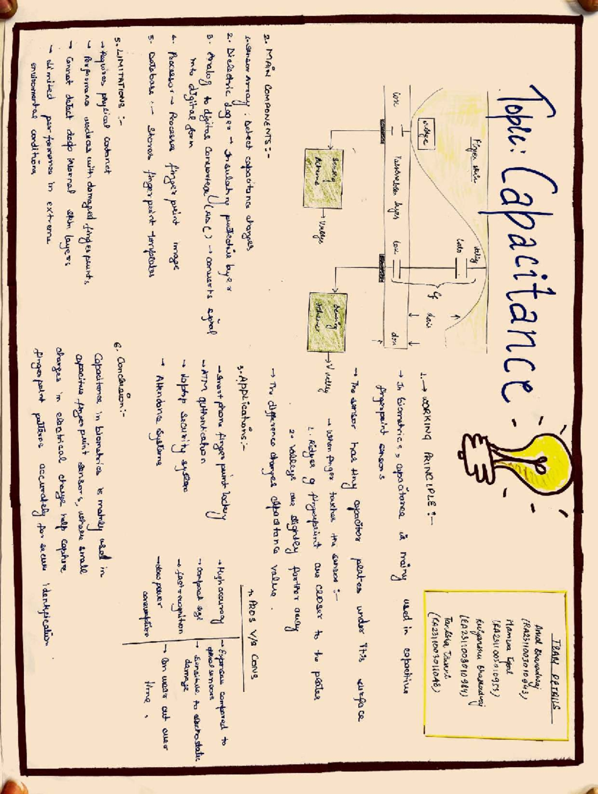 Biometric Chart - Imp Notes on Capacitance in Sensors (RA2311003010943 ...