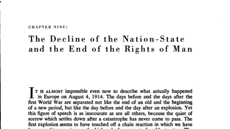 Arendt Rightsof Man - CIIAPTER NINE: The Decline of the Nation-State ...