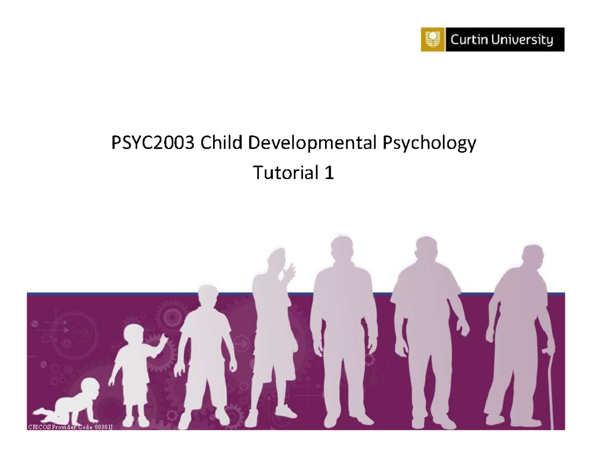 PSYC2003 Week 1 Tutorial Handout: Child Development Psychology - Studocu