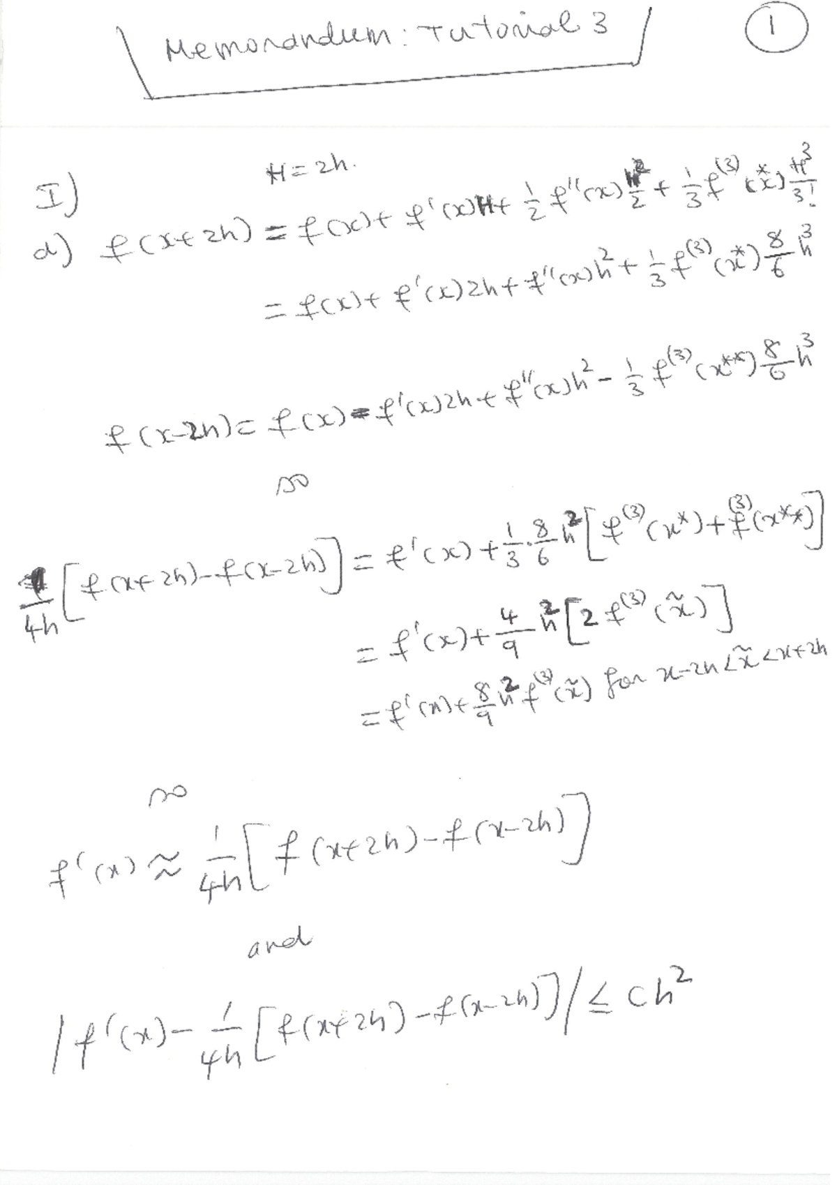 Memo Tutorial 3-2025 - memo - Memorandum Tutorial 3 I (3) d) I) f(xxzh) fort fact (3) (X) 8 3 f ...