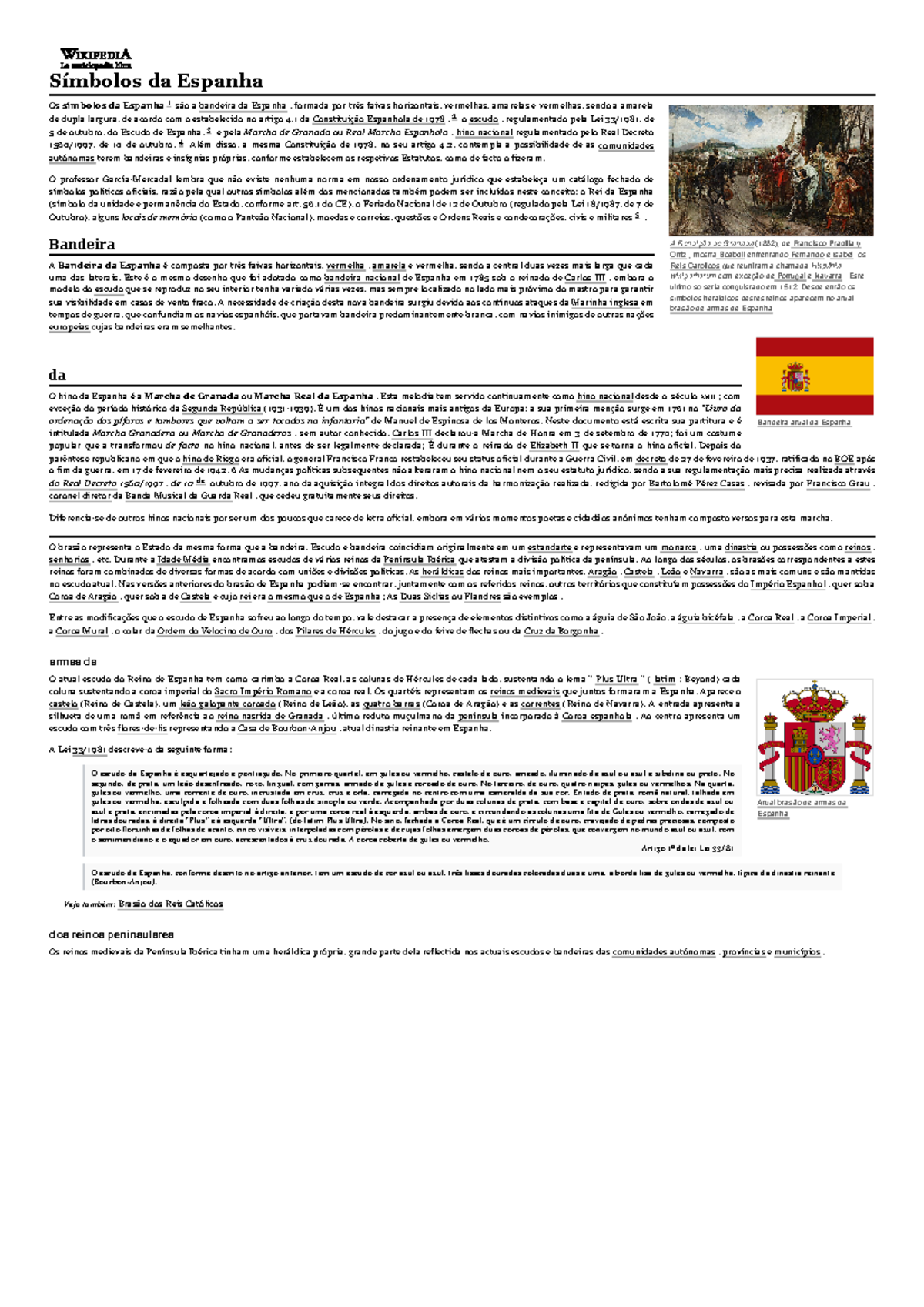 Símbolos e Heráldica da Espanha: História e Significados - Studocu