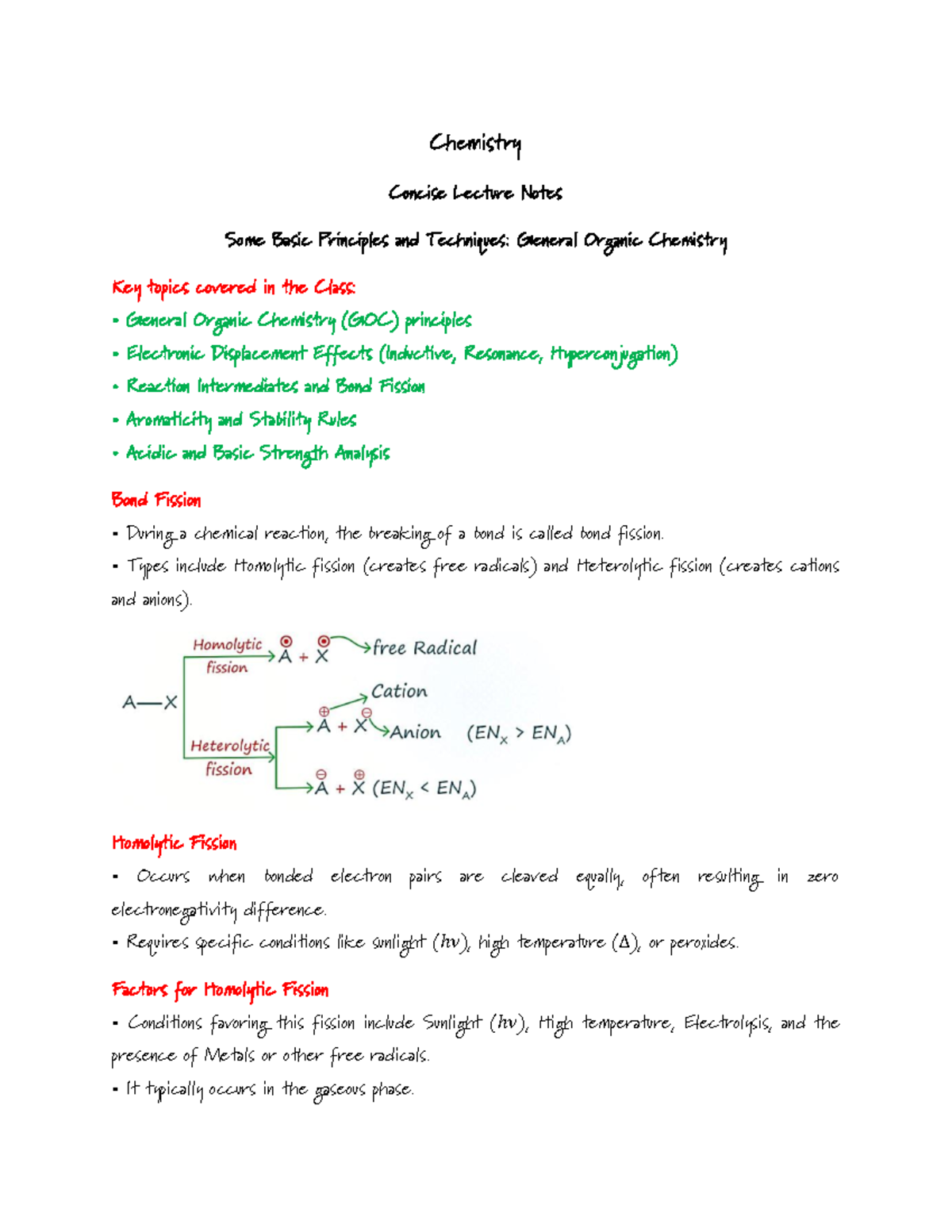General Organic Chemistry (GOC) Concise Lecture Notes - Studocu