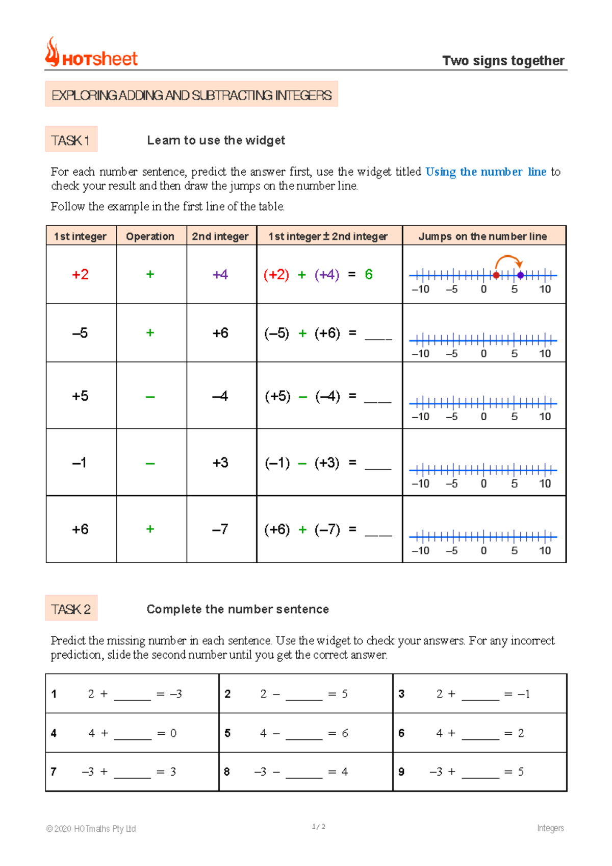 Exploring Adding & Subtracting Integers - Task Activity Review - Studocu