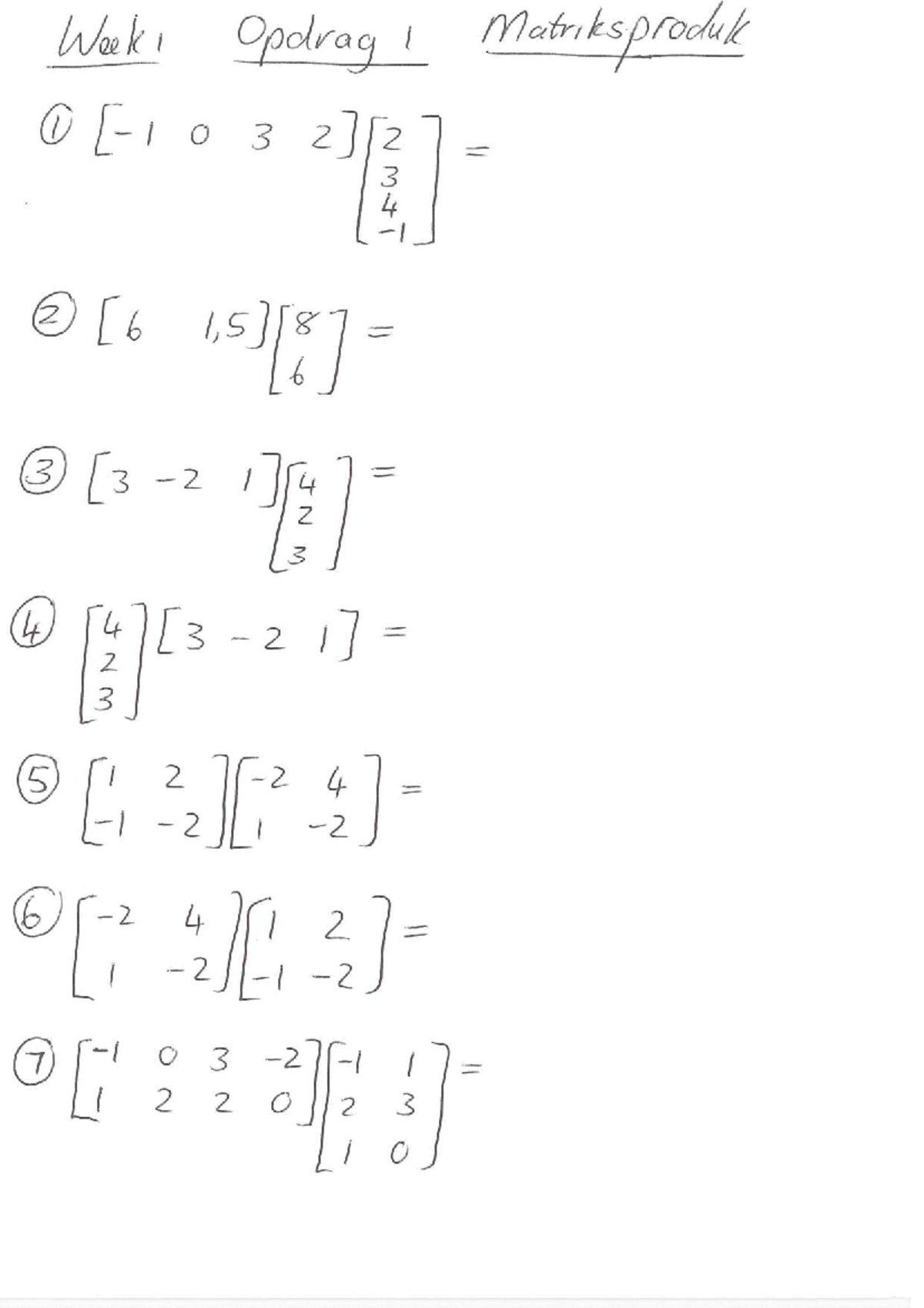 Opdrag 1, 2 & 3: Matriksproduk en Matriksinverse 10323 - Studocu