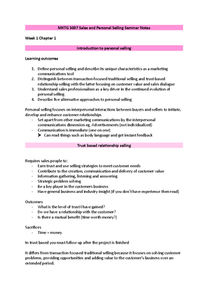 Sales Management N5 Module 1: Personal Selling Techniques and Processes ...