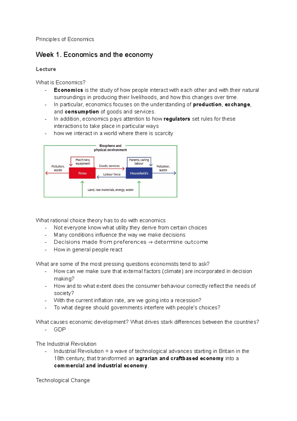 ECON 101: Lecture Notes on Principles of Economics and Choice - Studeersnel