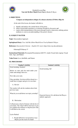 LP English 10 (Lesson 3: Independent Critique) - Detailed Lesson Plan ...