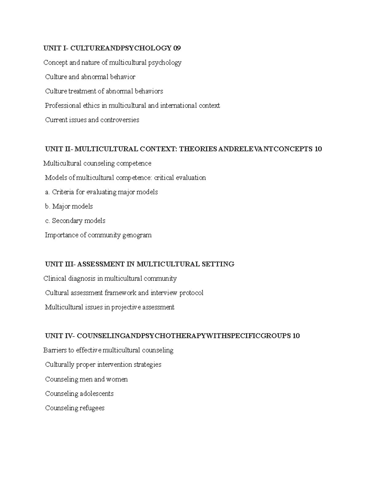 CPSY 09 Multicultural Psychology: Concepts, Issues, and Therapy ...