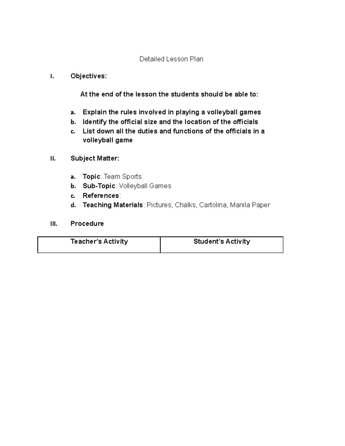 Detailed Lesson Plan In Grade 8 Physical - Detailed Lesson Plan I ...