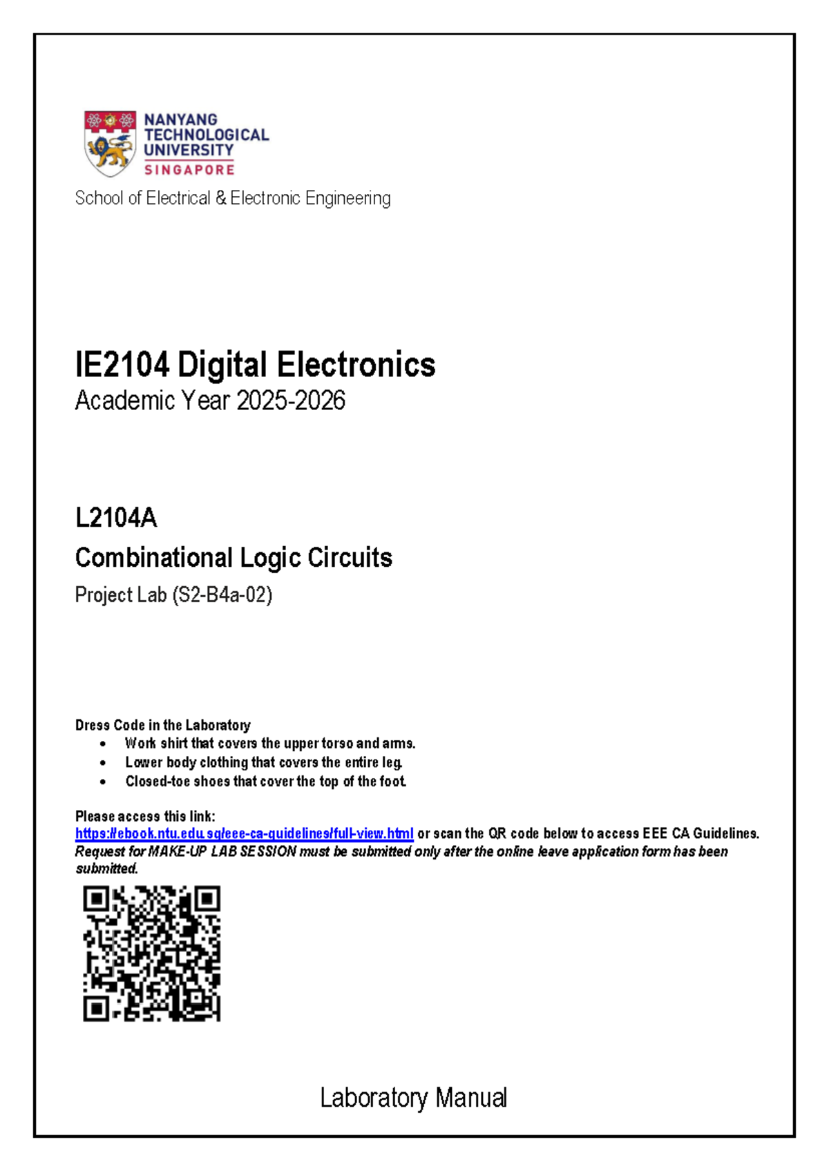 L2104A - Digital Electronics Lab Manual: Combinational Logic Circuits ...