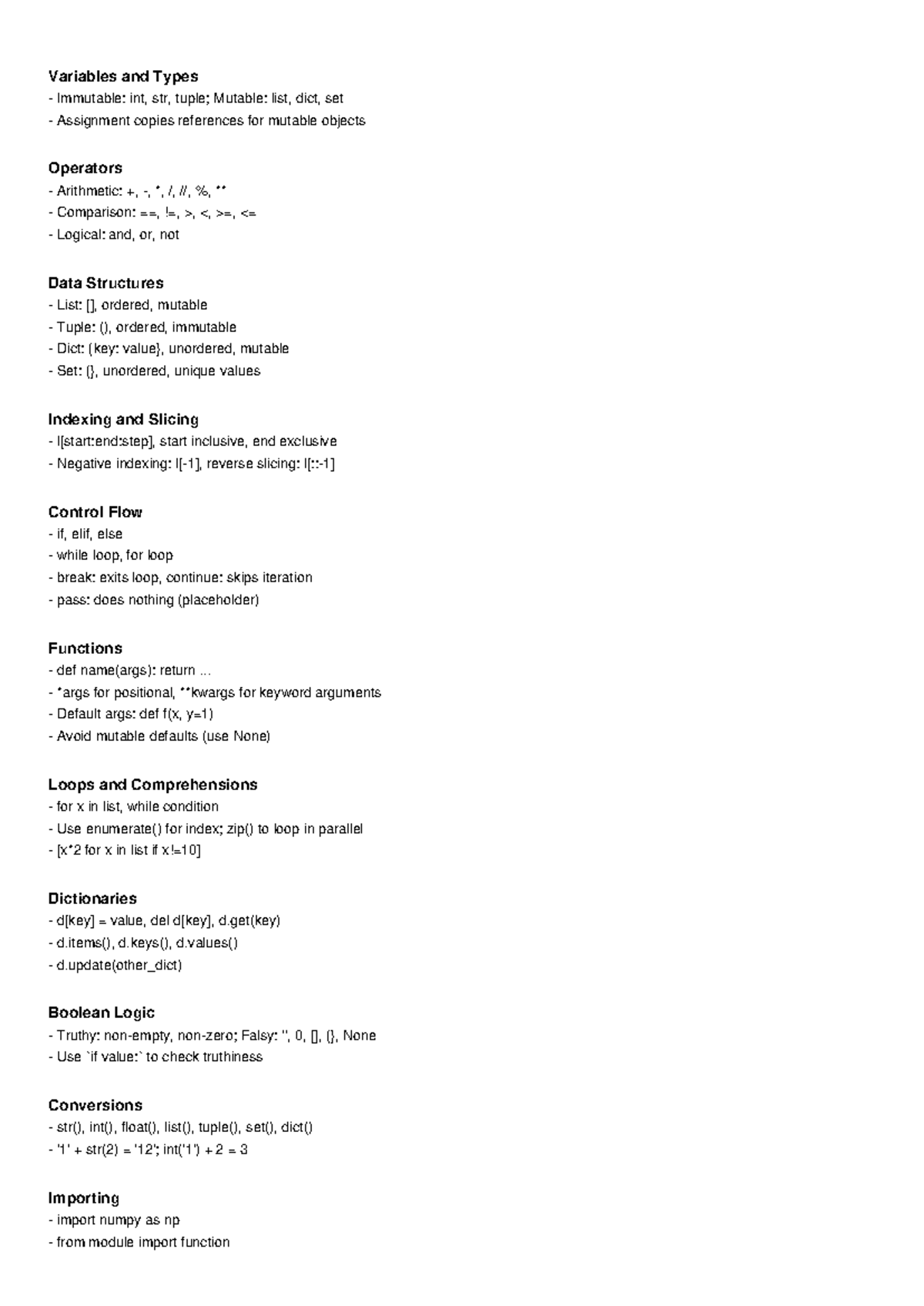 Styled Python Cheatsheet: Variables, Data Structures, and Control Flow ...