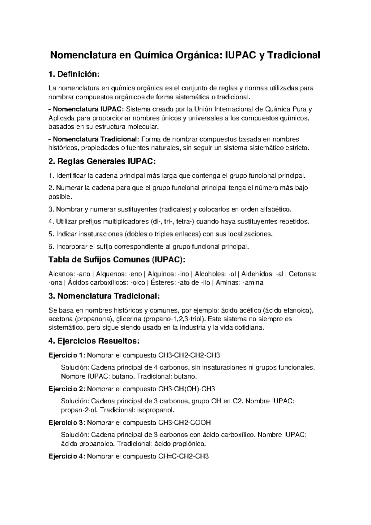 Nomenclatura en Química Orgánica: IUPAC y Tradicional - Guía 1 - Studocu