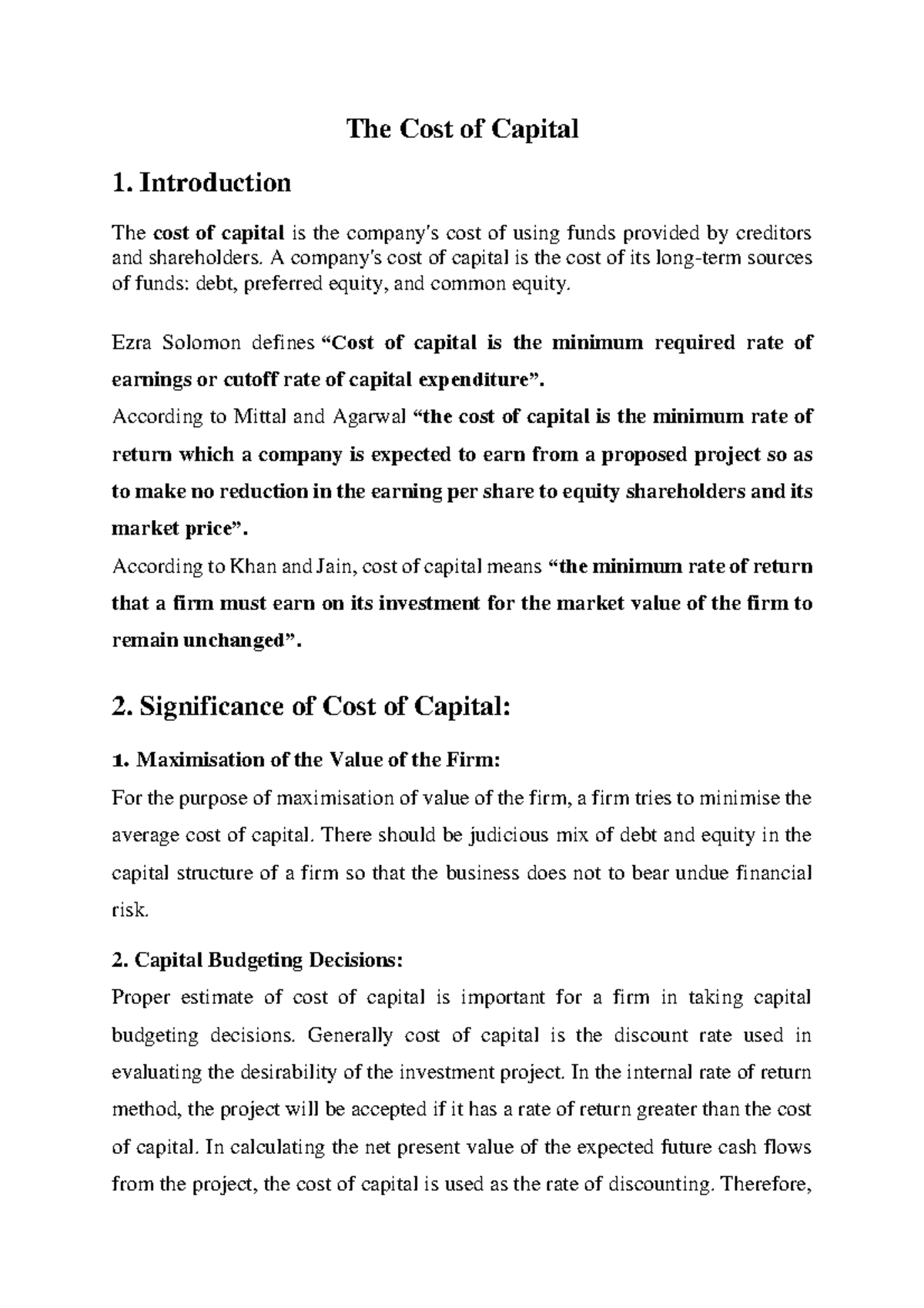 Cost of Capital Notes: Understanding Its Importance and Calculation ...